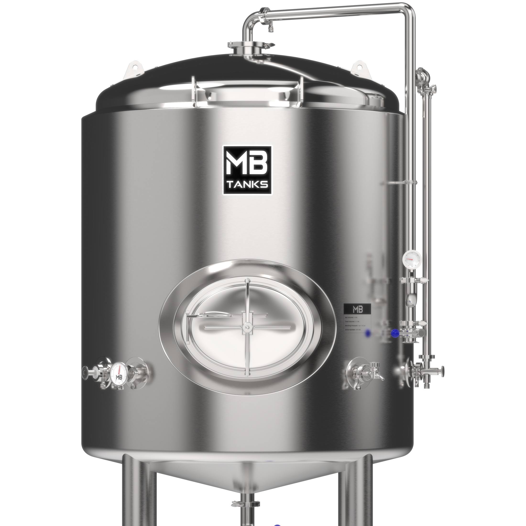 MB® 5 bbl Brite Tank | T.C. Sanitary Ports | All Fittings Included | C ...